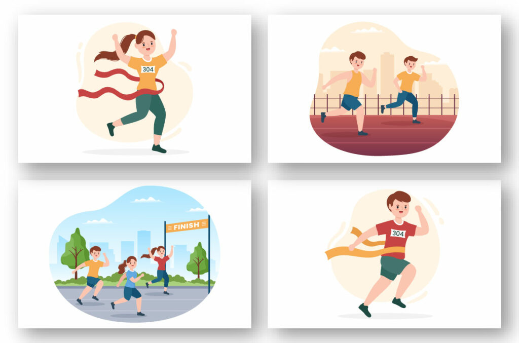 10 Running Race Flat Illustration - MasterBundles