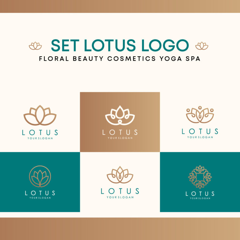 Set of Abstract Lotus Flower Logo - MasterBundles
