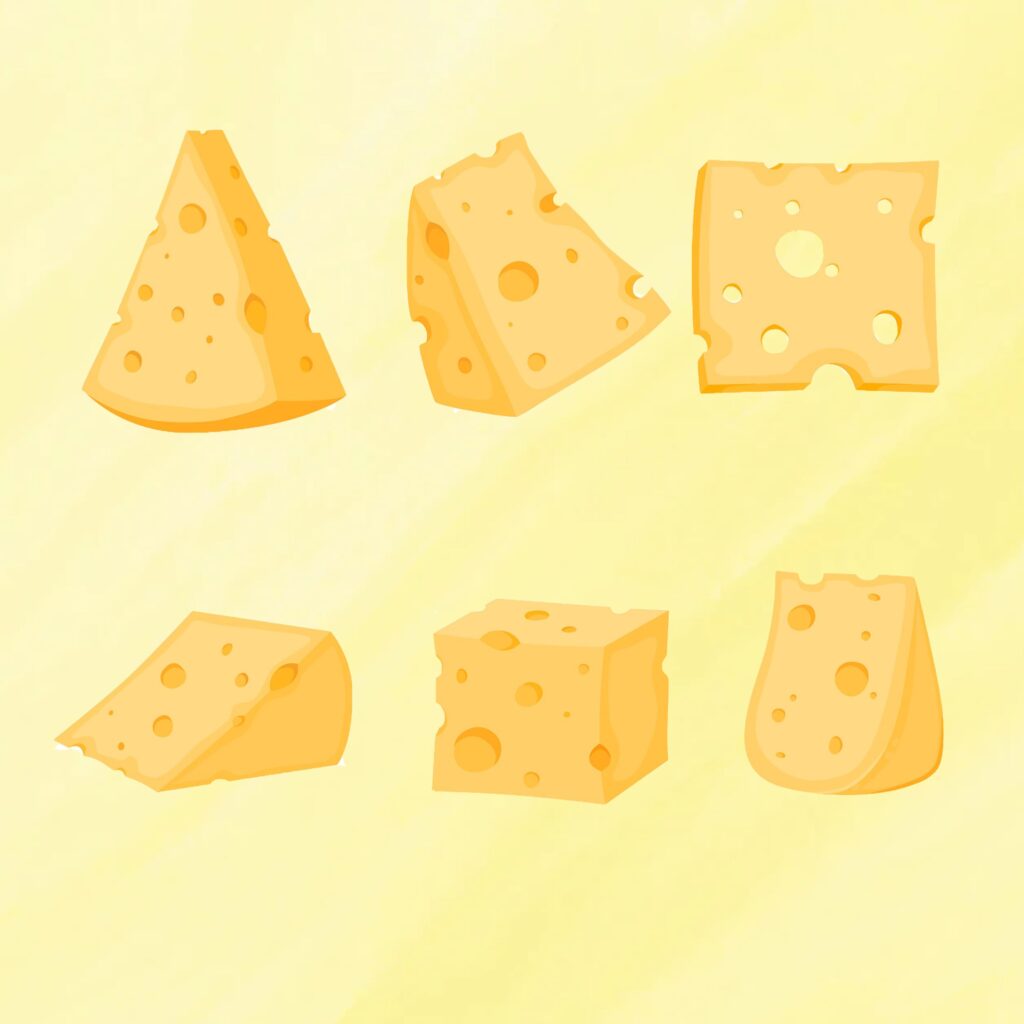 Set Of Cheese Parts And Slices Isolated On White Background | Master ...