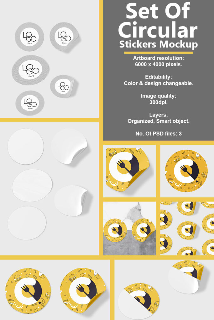 Set Of Circular Stickers Mockup – MasterBundles