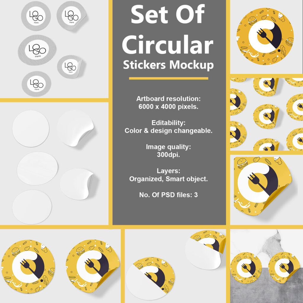 Set Of Circular Stickers Mockup – MasterBundles