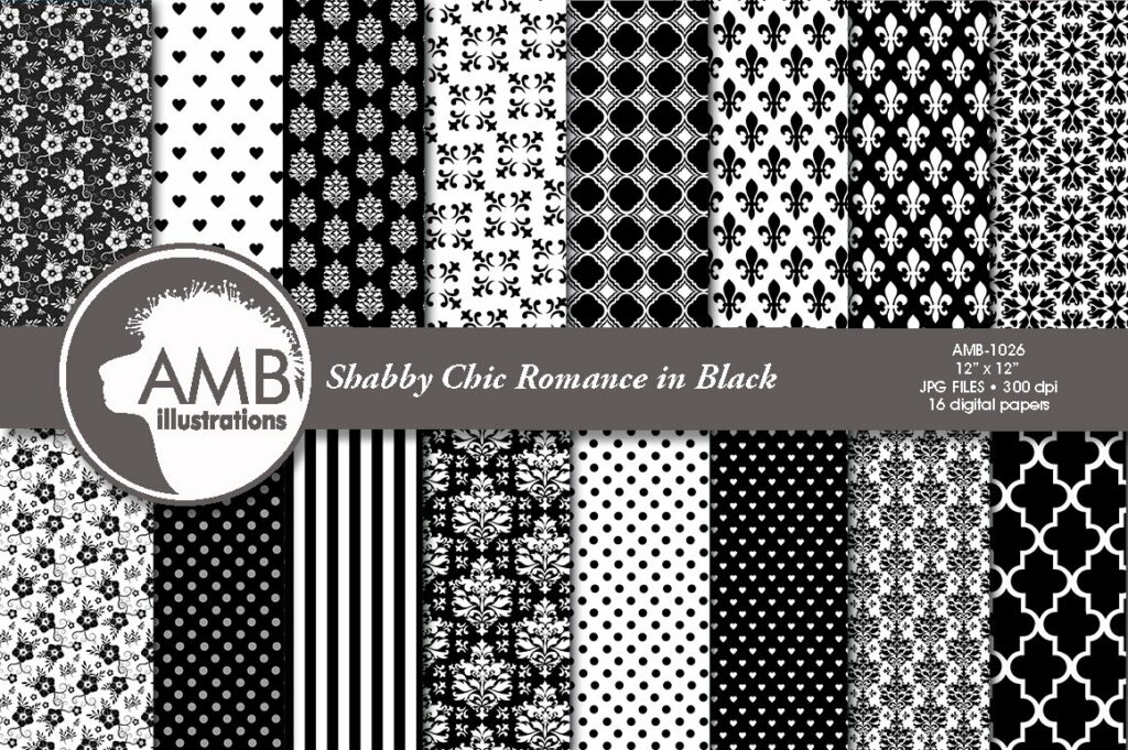 Shabby Chic Black Lace Papers AMB-1026 – MasterBundles