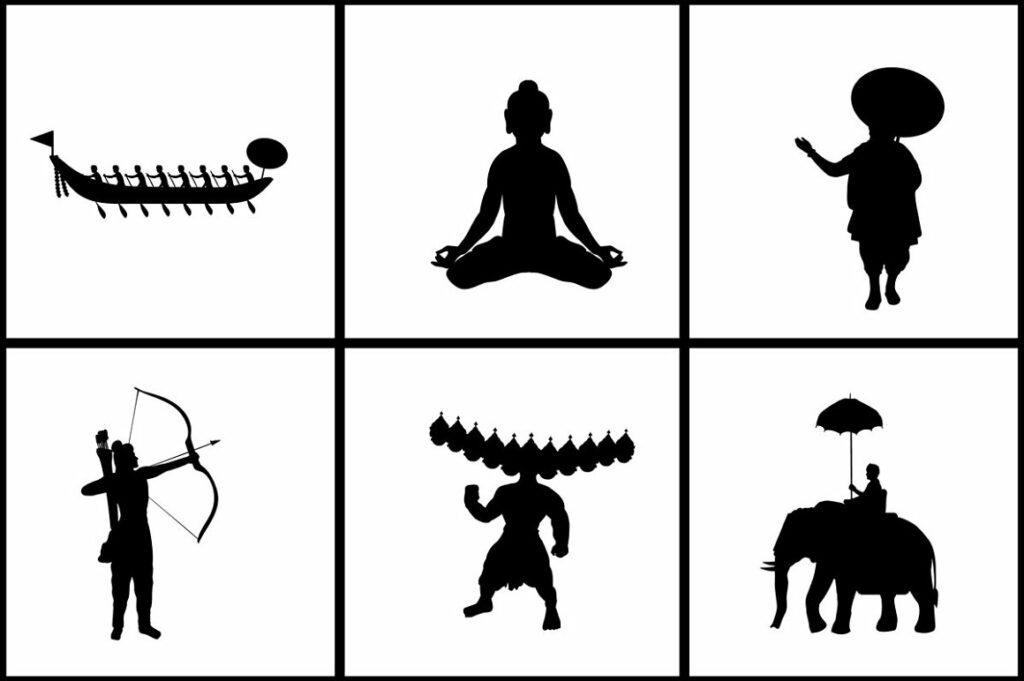 Set 60 Silhouettes Symbols "India" – MasterBundles