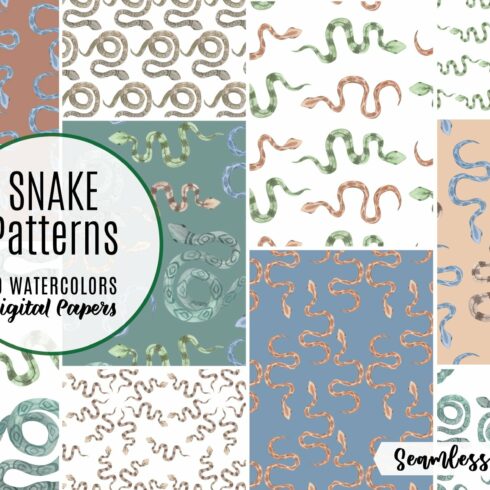 Snake Watercolor Patterns Seamless Snakes Reptile | Master Bundles