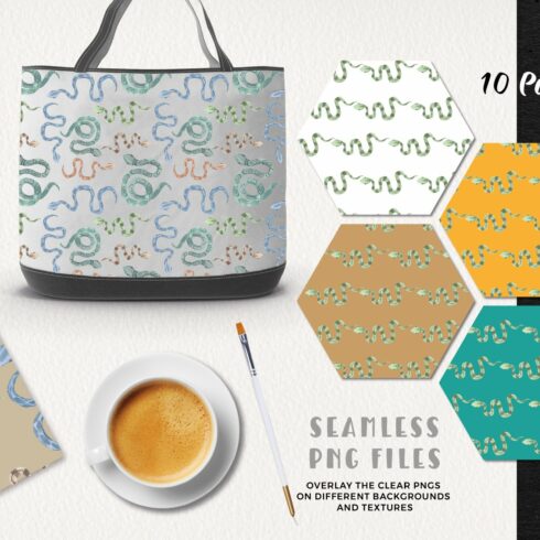 Snake Watercolor Patterns Seamless Snakes Reptile | Master Bundles