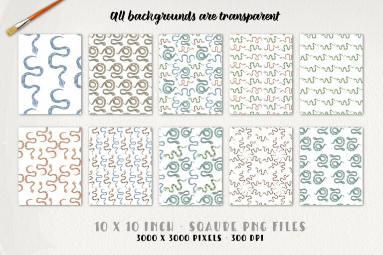 Snake Watercolor Patterns Seamless Snakes Reptile – MasterBundles