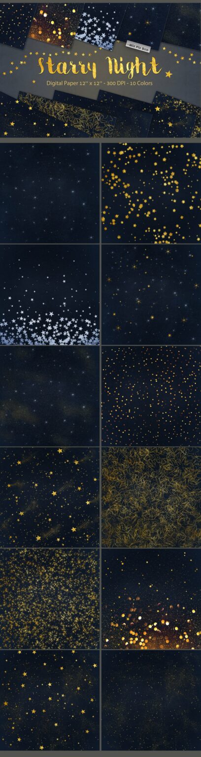 Starry Night Digital Paper – MasterBundles