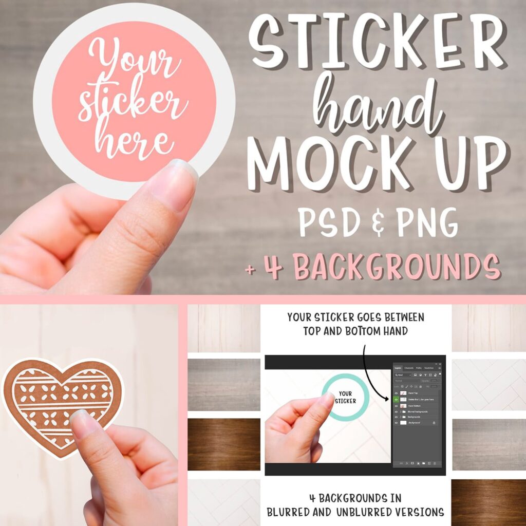 Sticker Hand Mock Up – MasterBundles