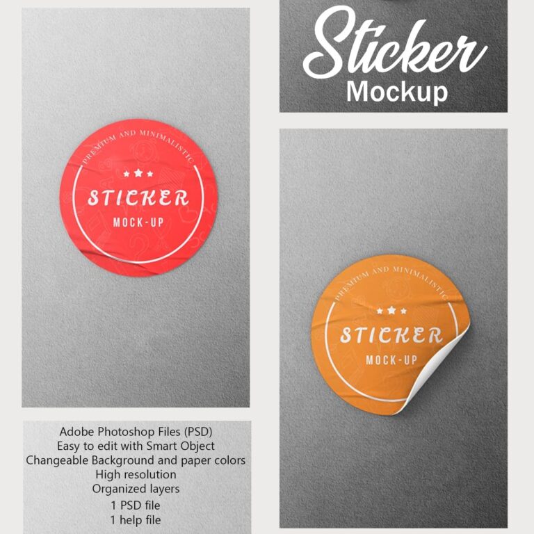 Sticker Mockup template – MasterBundles