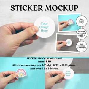 Sticker Mockup With Hand | Smart Psd – MasterBundles