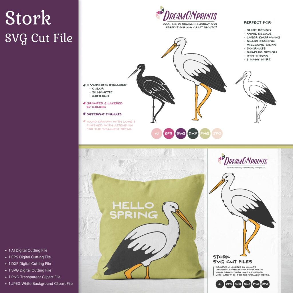 Stork SVG Cut File - Spring SVG, Birds, New Born SVG – MasterBundles