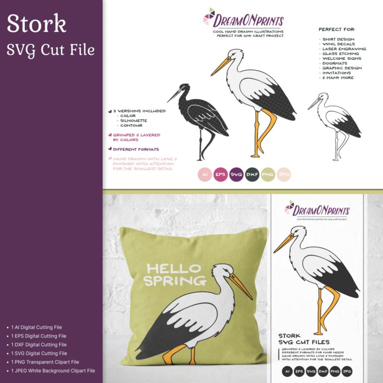 Stork SVG Cut File - Spring SVG, Birds, New Born SVG – MasterBundles