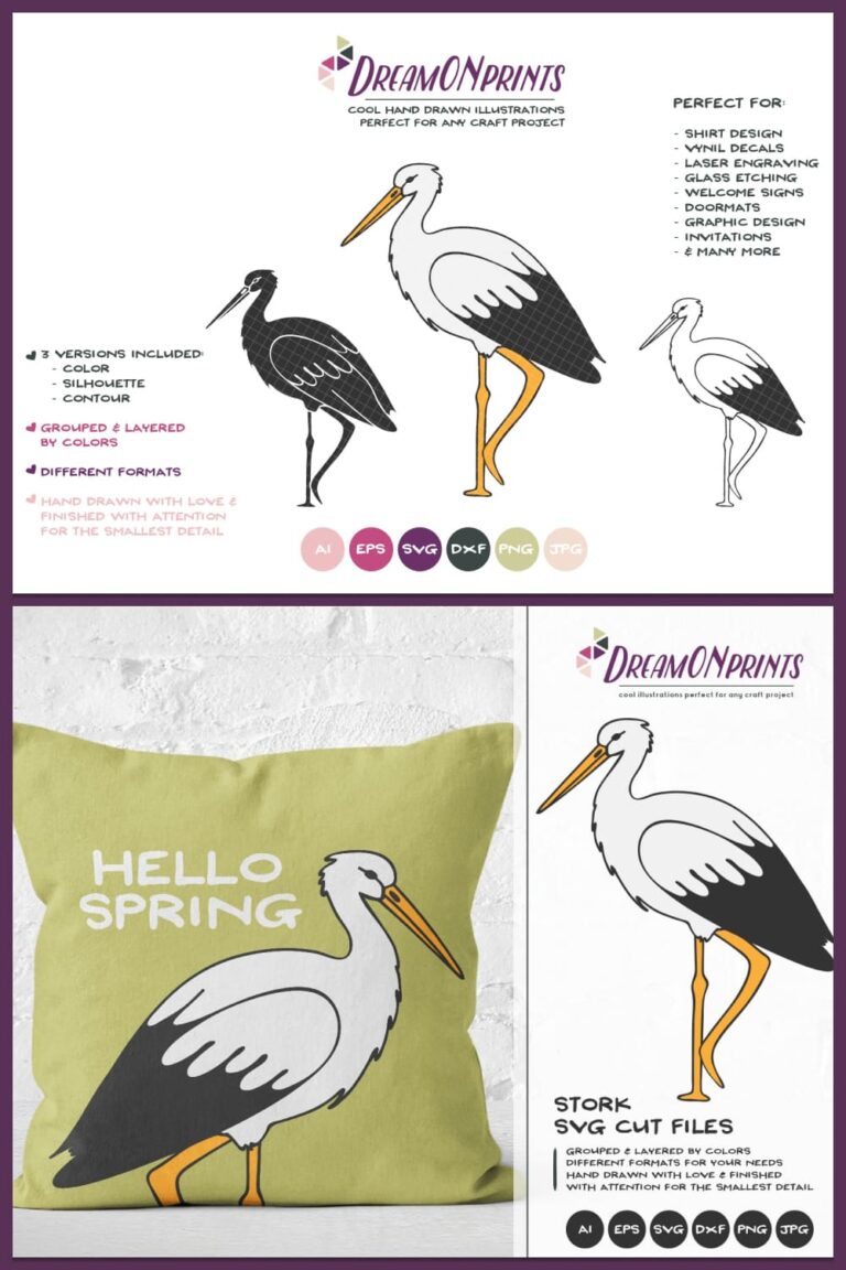 Stork SVG Cut File - Spring SVG, Birds, New Born SVG – MasterBundles