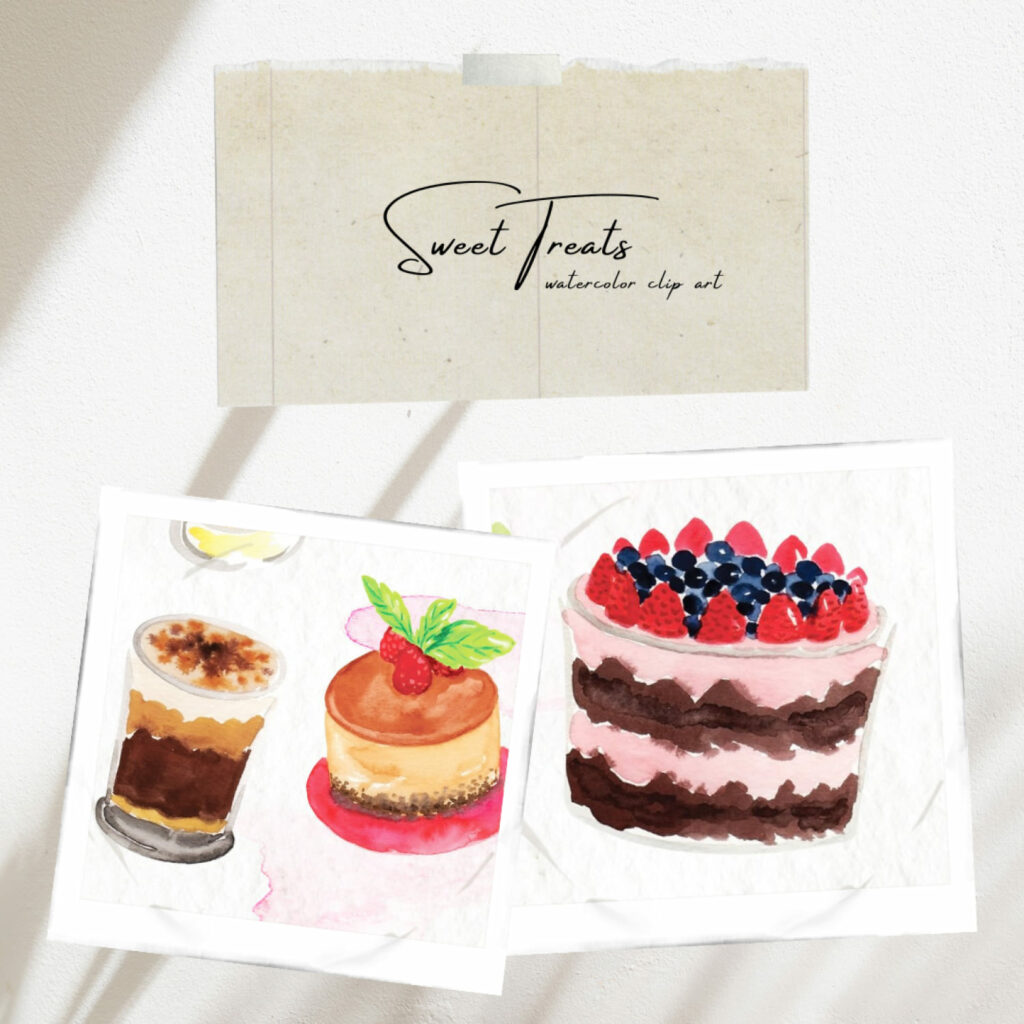 Sweet Treats Watercolor Clip Art | Master Bundles