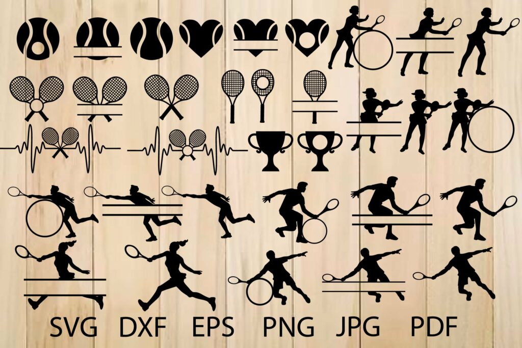 Tennis Svg, Tennis Silhouettes Svg, Tennis Monogram Frames – MasterBundles