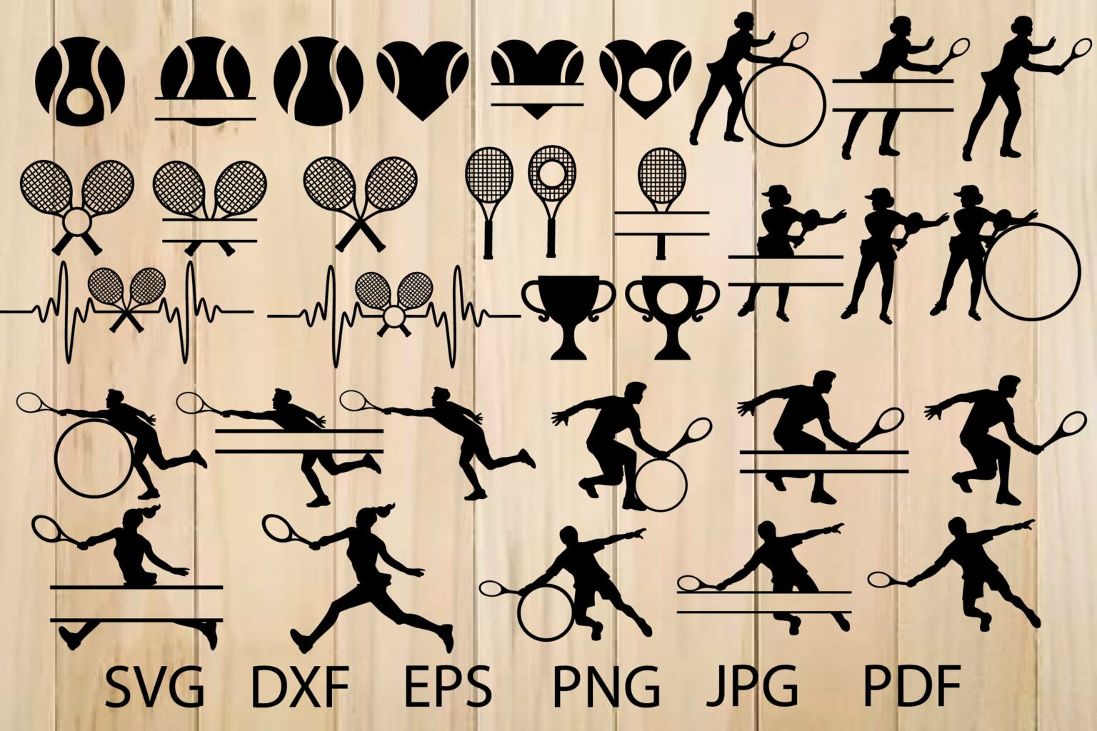 Tennis Svg, Tennis Silhouettes Svg, Tennis Monogram Frames – MasterBundles