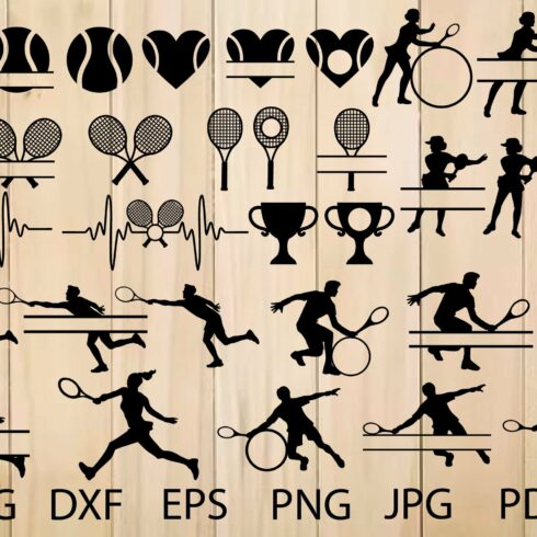 Tennis Svg, Tennis Silhouettes Svg, Tennis Monogram Frames | Master Bundles