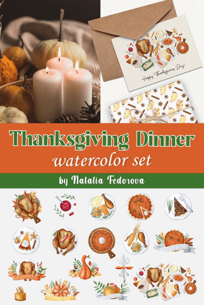 Thanksgiving Dinner Watercolor Set – MasterBundles