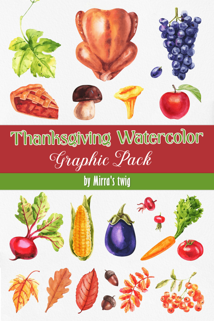 Thanksgiving Watercolor Graphic Pack 25 PNG – MasterBundles