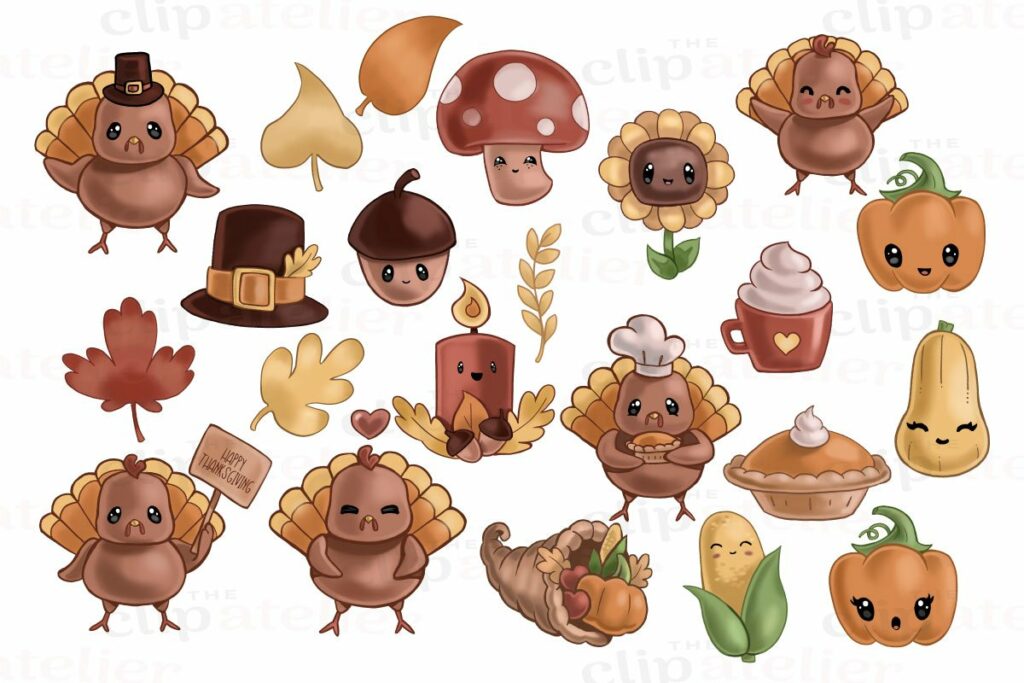 22 Cute Thanksgiving Clipart Images – MasterBundles