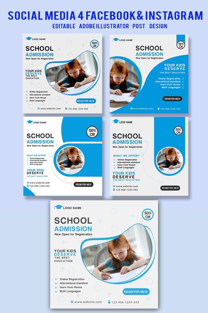 Social Media 4 Facebook & Instagram Editable Adobe illustrator post ...