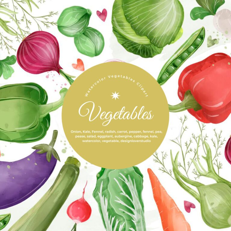 Ink & Watercolour Vegetables | Master Bundles