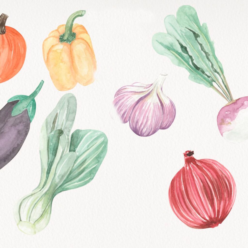 Vegetable Garden Watercolor Elements Hand-Painted Veg – MasterBundles