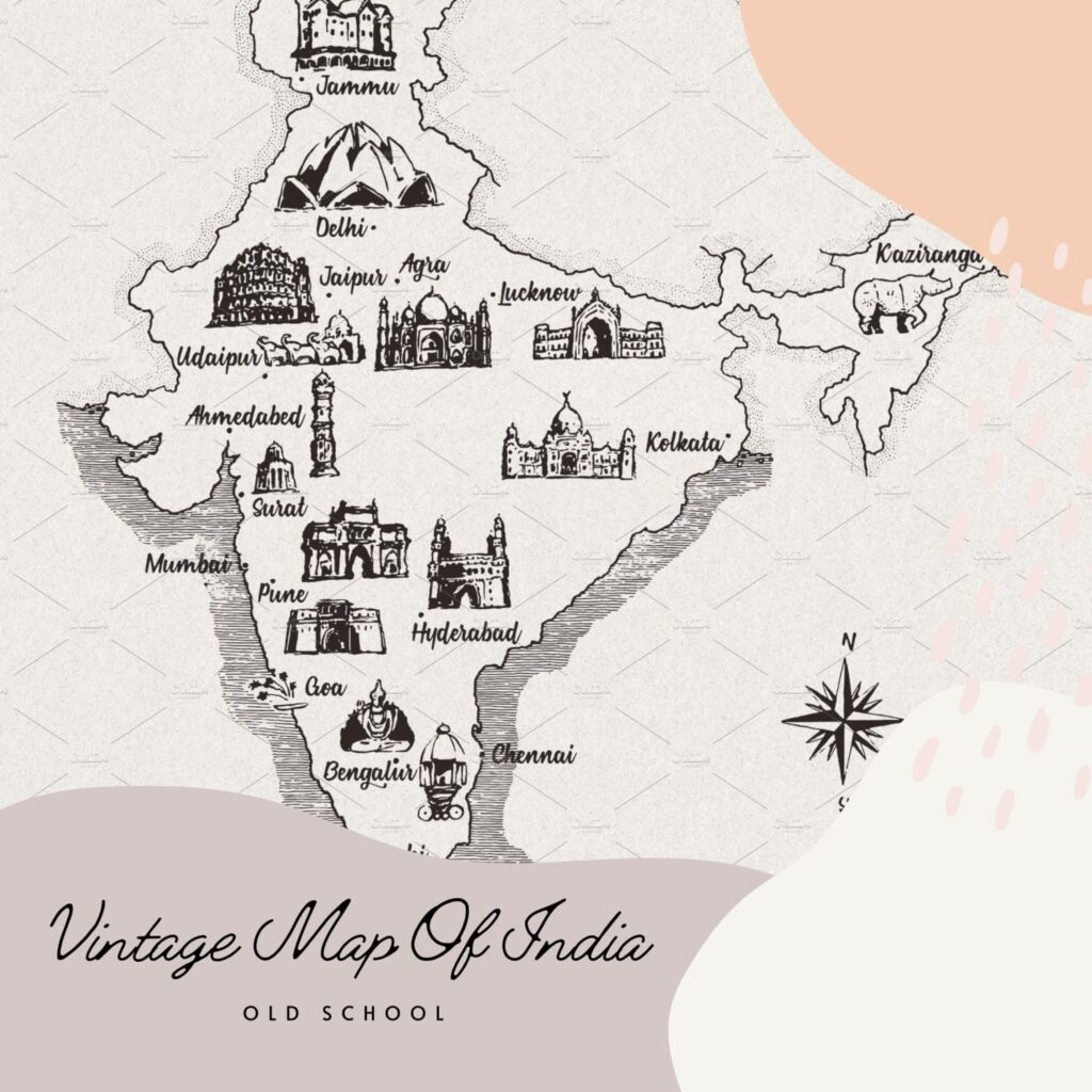 Old School Vintage Map Of India – MasterBundles