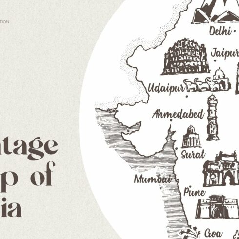 Old School Vintage Map Of India | MasterBundles