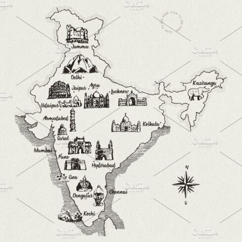 Old School Vintage Map Of India | MasterBundles