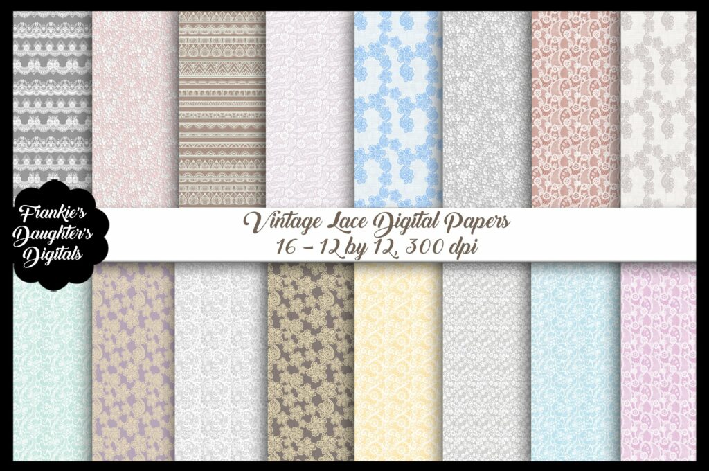 Vintage Lace Digital Papers, Shabby Chic Backgrounds – MasterBundles