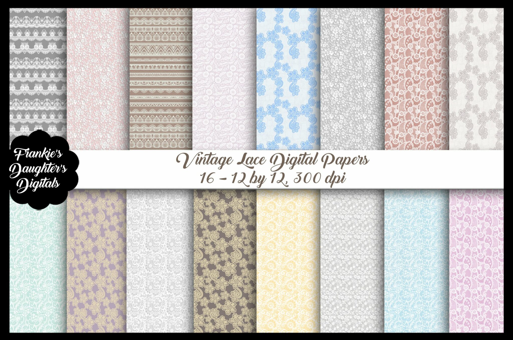 Vintage Lace Digital Papers, Shabby Chic Backgrounds – MasterBundles
