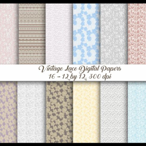 Vintage Lace Digital Papers, Shabby Chic Backgrounds | Master Bundles