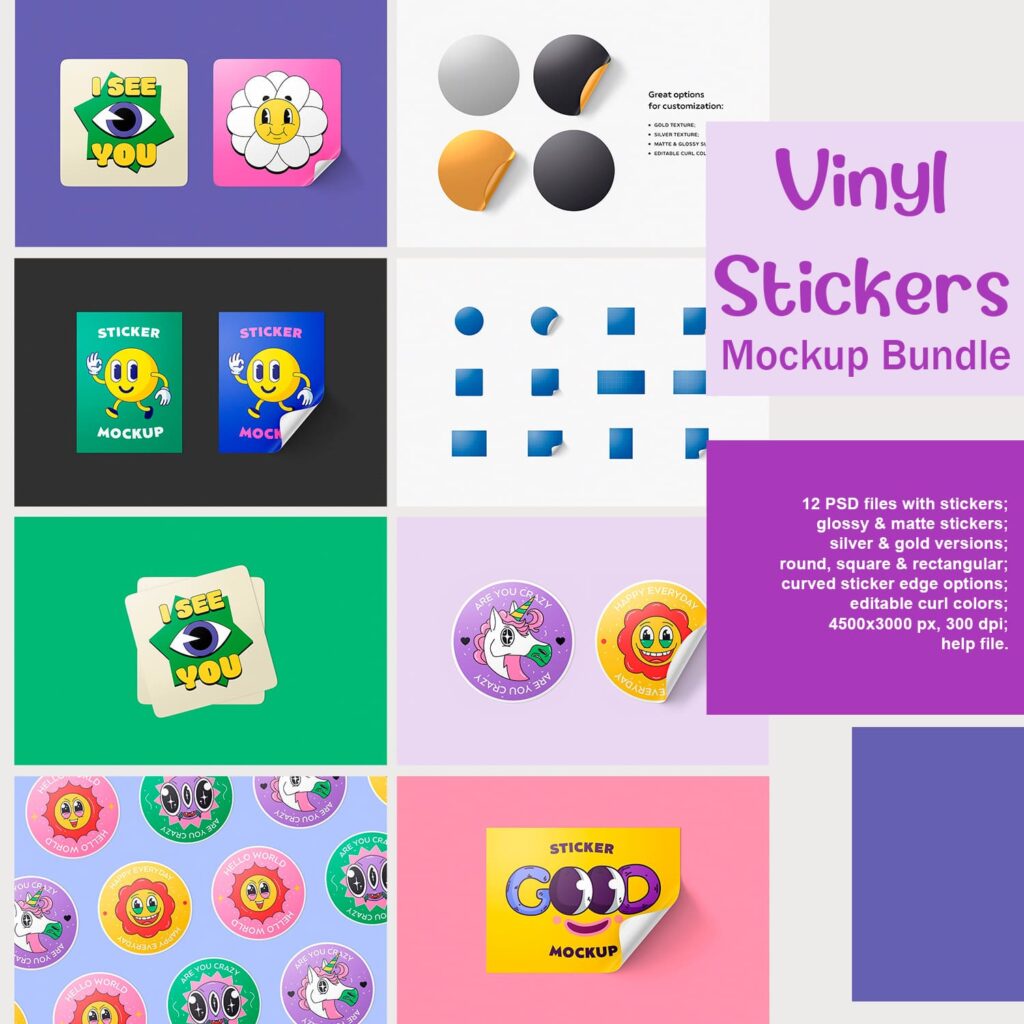 Vinyl Stickers Mockup Bundle – MasterBundles