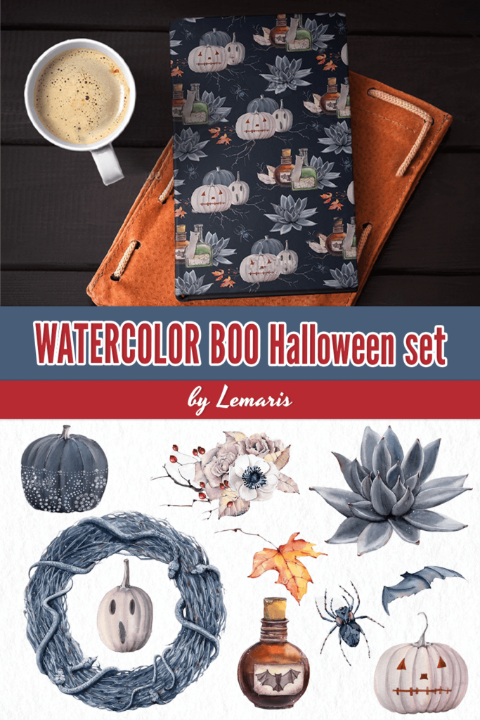 Watercolor Boo Halloween Set – MasterBundles