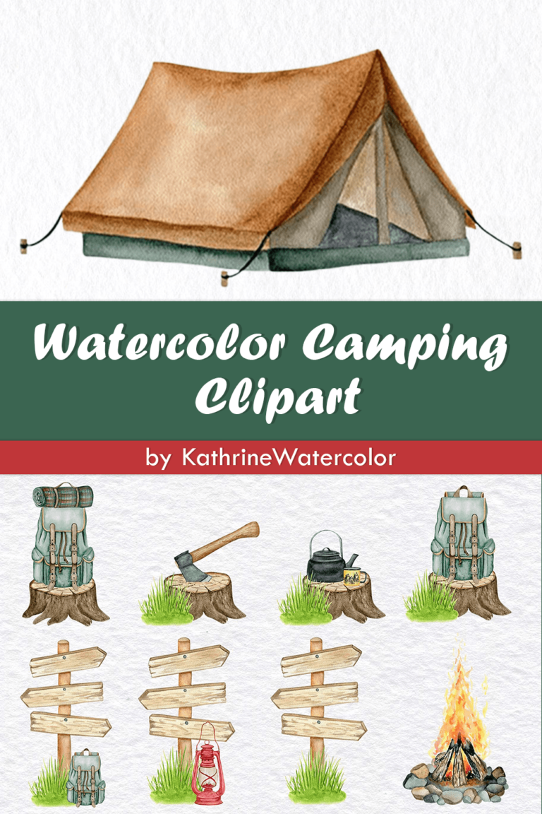 Watercolor Camping Clipart PNG – MasterBundles
