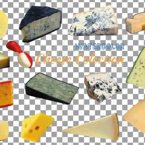 Watercolor Cheese Clip Art Pack, Culinary Food Print Vectors ...
