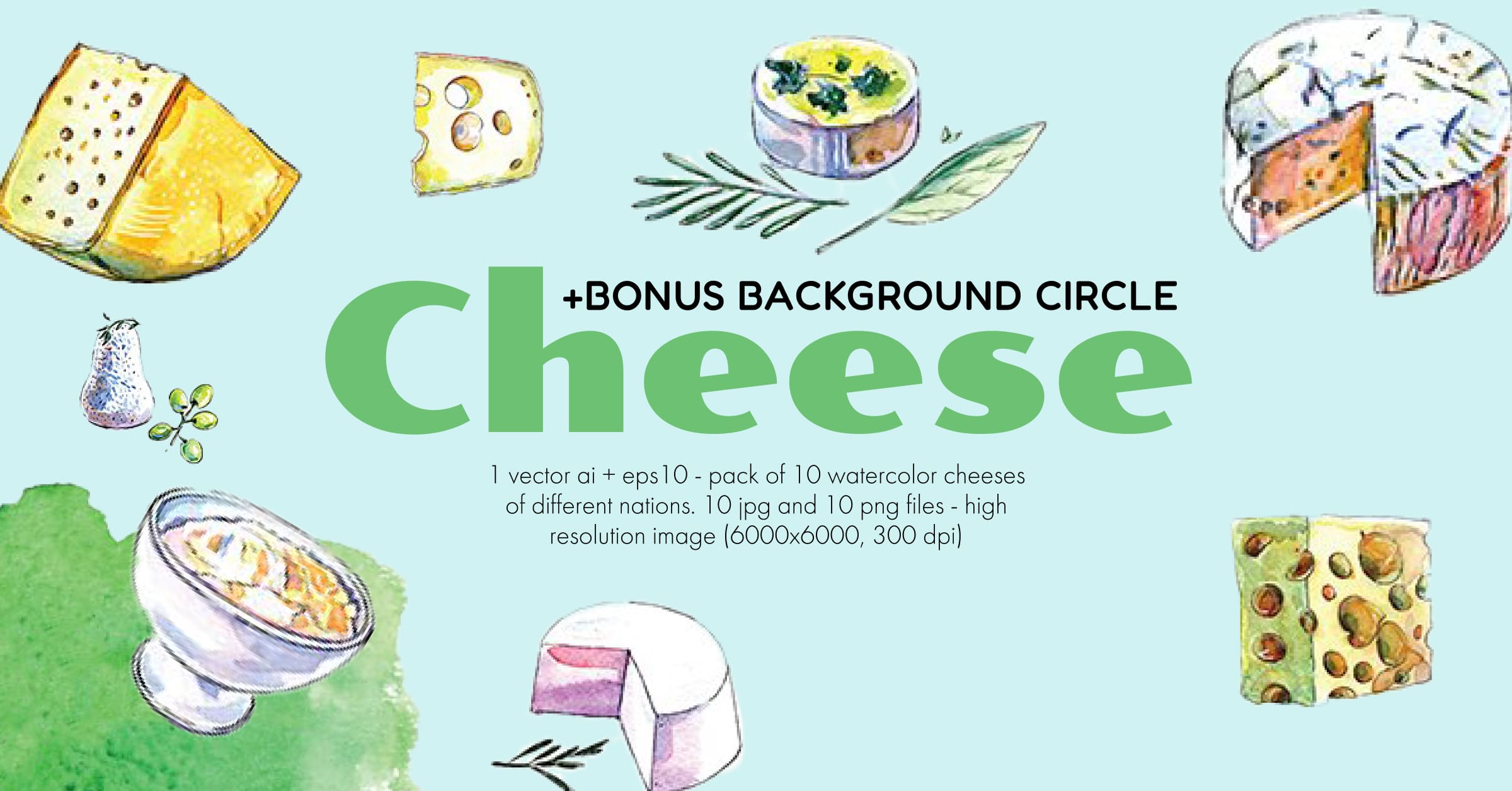 Watercolor Cheese Set – MasterBundles