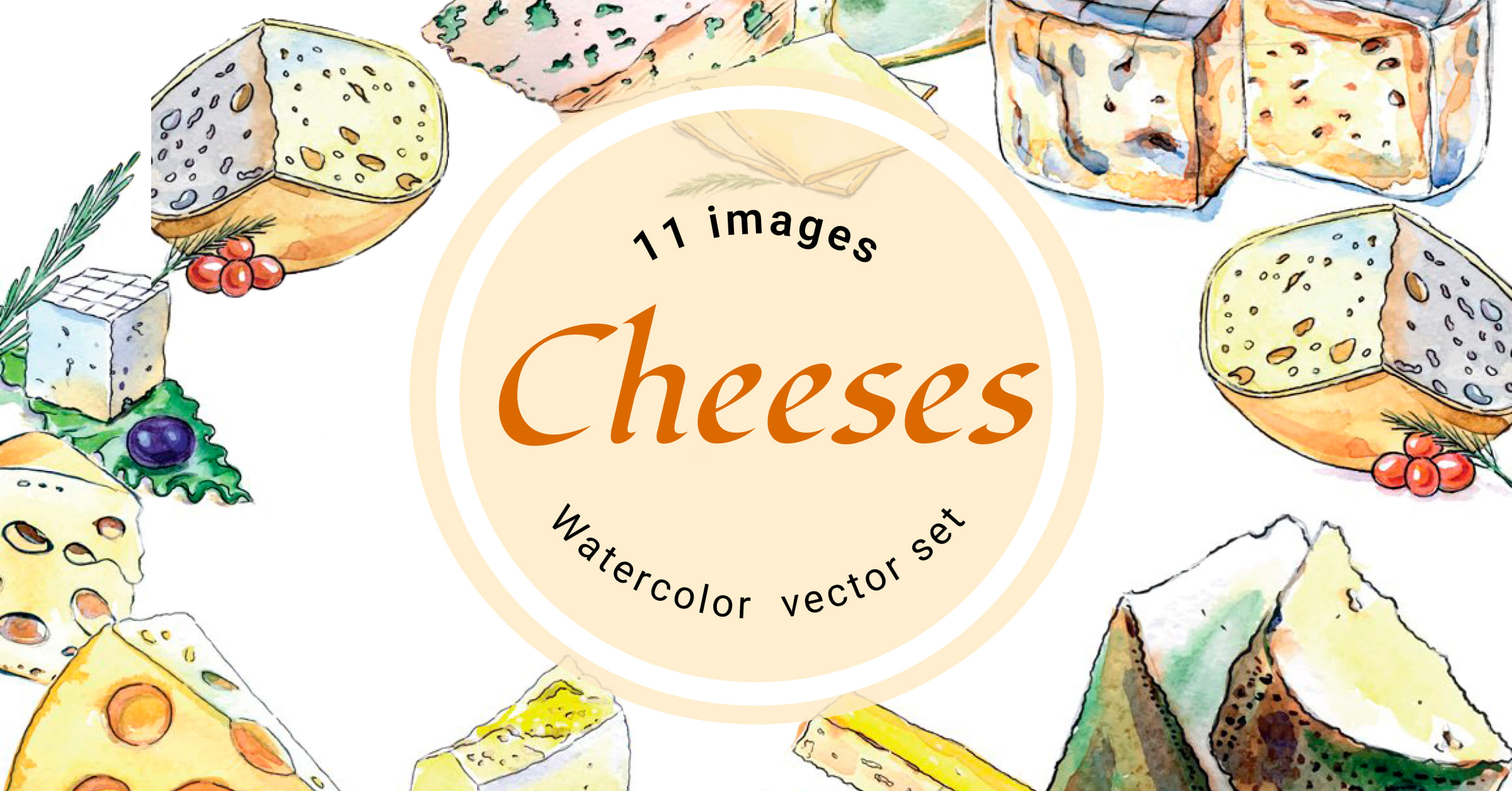 Watercolor Cheese Vector Set – MasterBundles