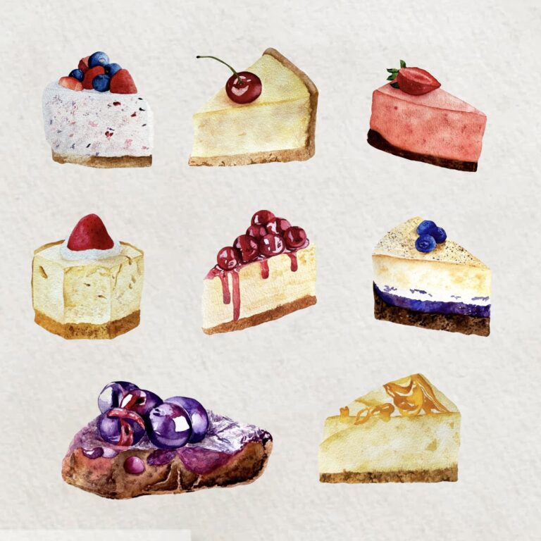 Watercolor Cheesecake Clipart, Slice Of Cheesecake – MasterBundles