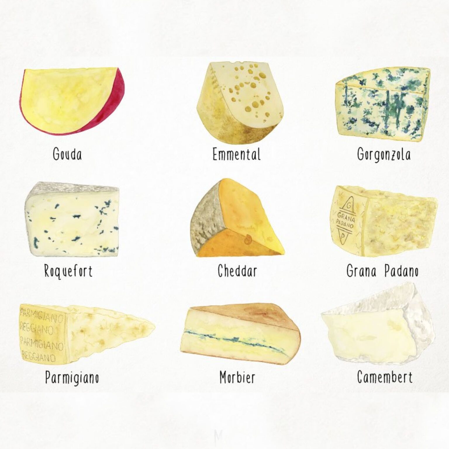 Watercolor Cheeses Clipart, Cheeses Clip Art, Cheese Clipart ...