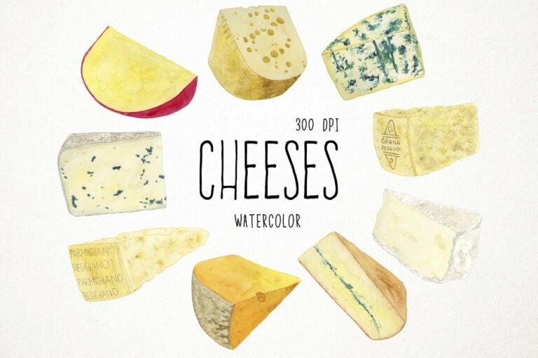 Watercolor Cheeses Clipart, Cheeses Clip Art, Cheese Clipart ...