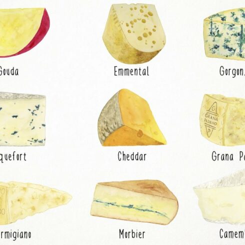 Watercolor Cheeses Clipart, Cheeses Clip Art, Cheese Clipart | Master ...