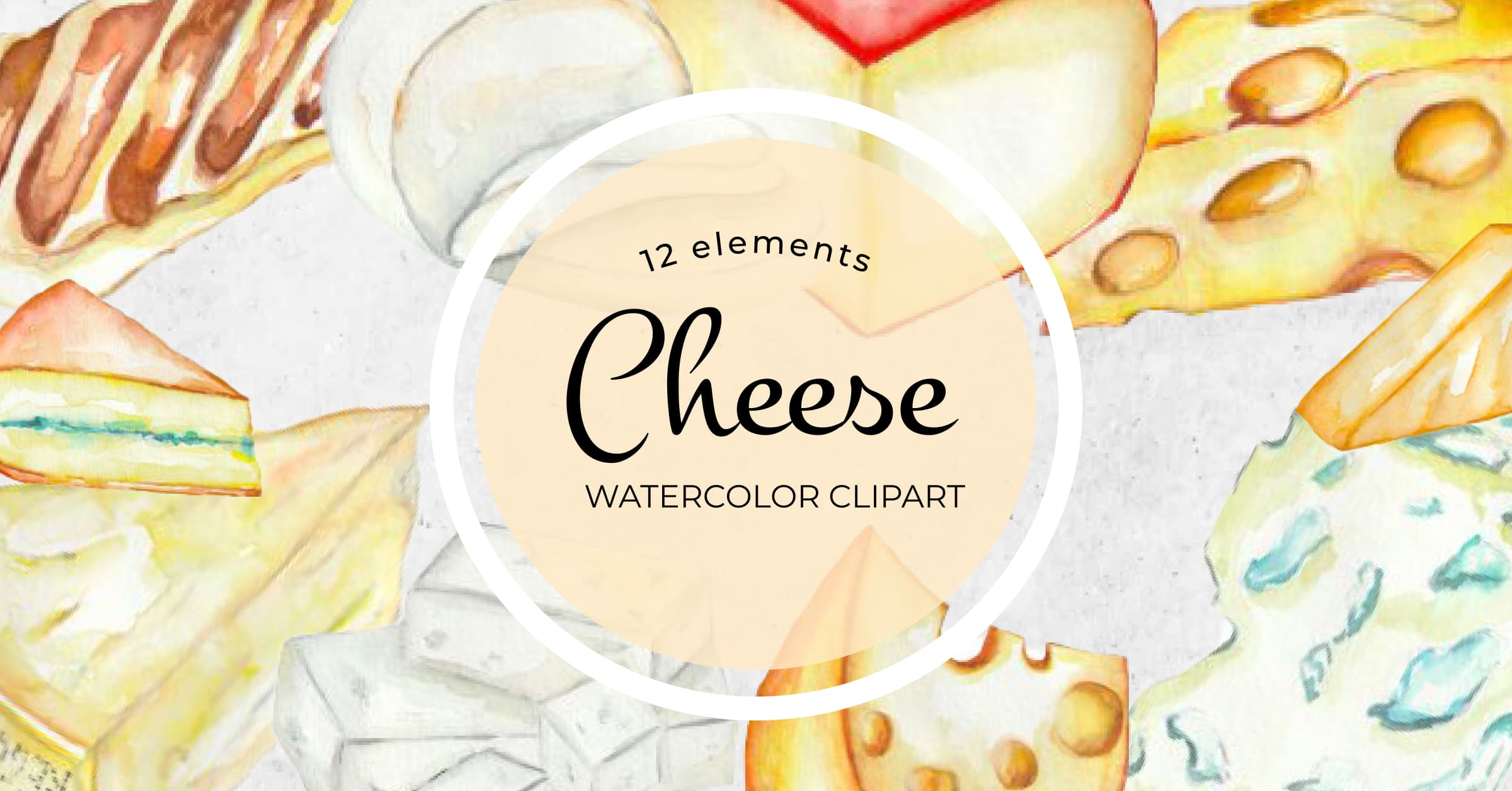 Watercolor Clipart Cheese Types Board Food Kitchen Recipe – MasterBundles