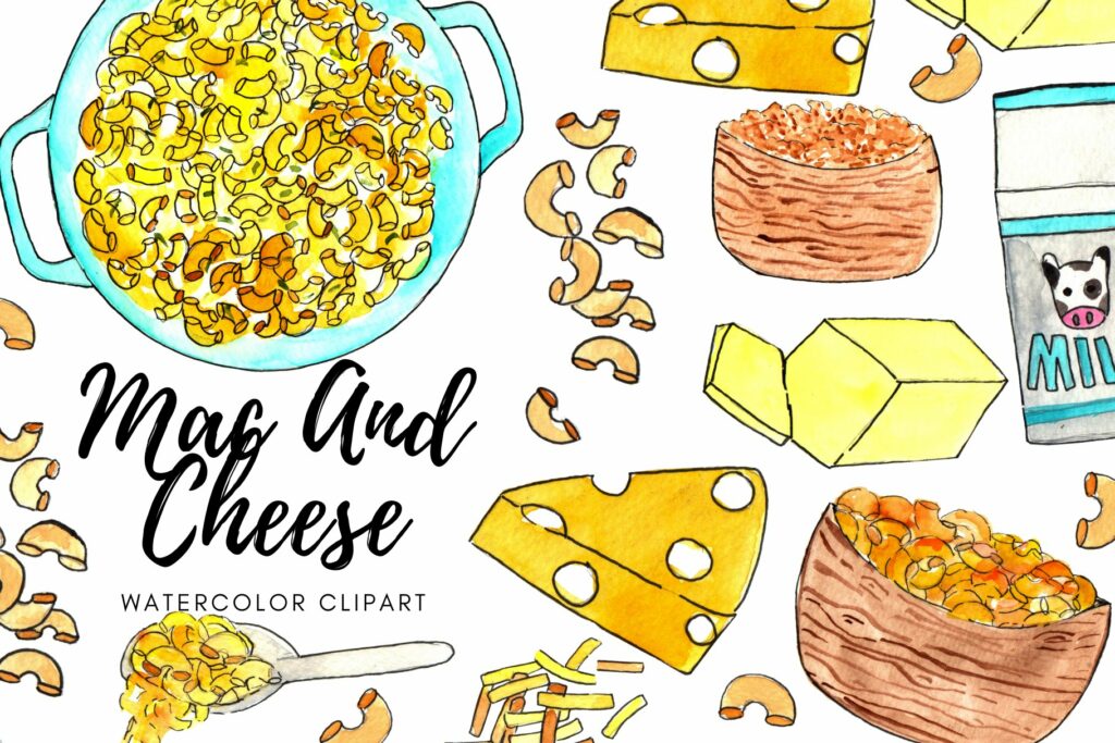 Watercolor Clipart - Mac And Cheese Food Illustration – MasterBundles