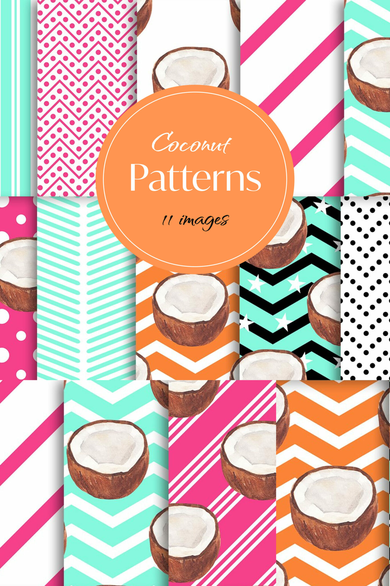 Watercolor Coconut Digital Papers, Fruit Coconut Patterns – MasterBundles