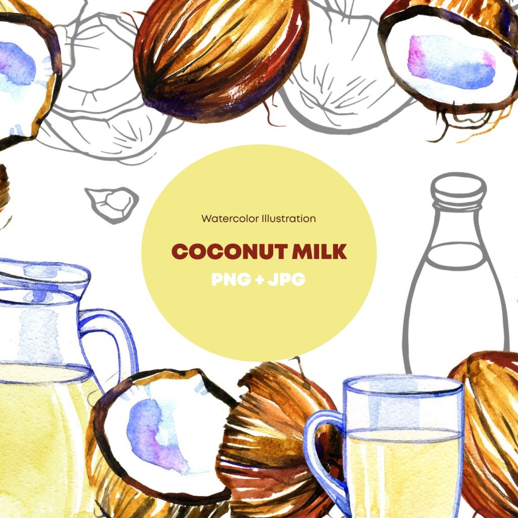 Coconut Water Vector Concept. Realistic Coconut, Water Splas | Master ...