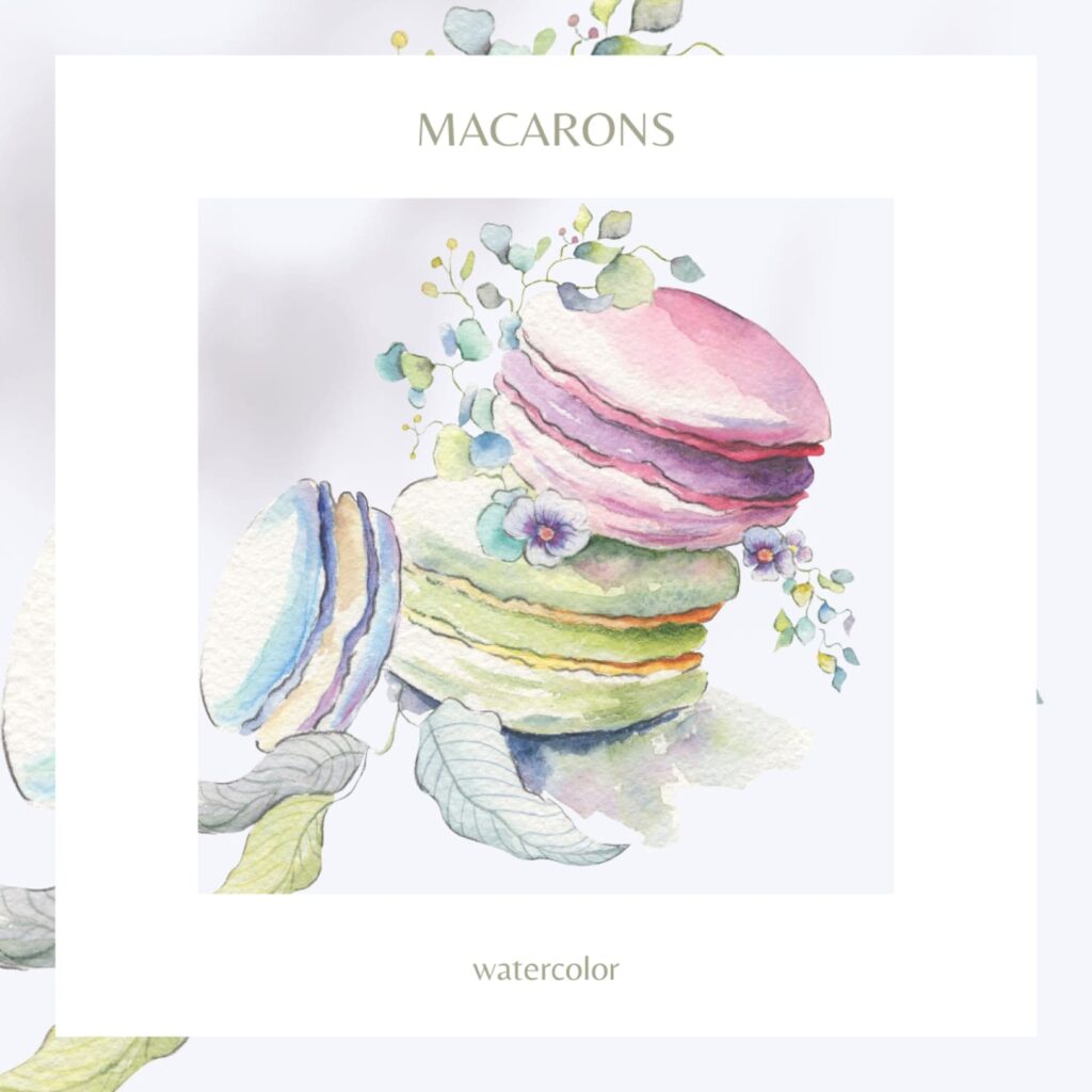 Watercolor Macarons. Macaron Clipart. Macaron Print – MasterBundles