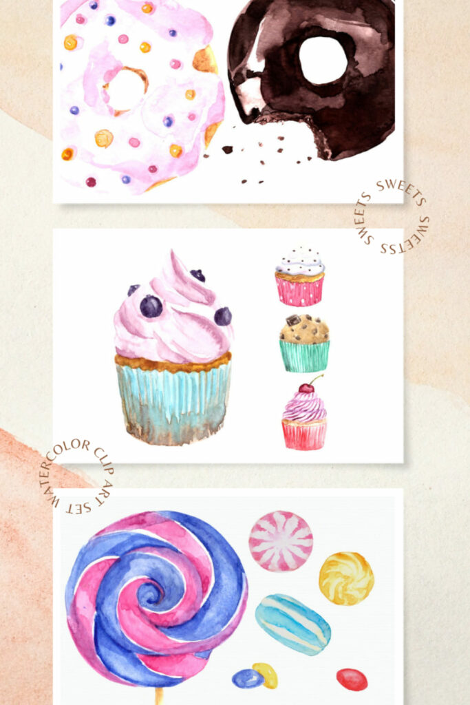 Watercolor Sweets Clip Art Set – MasterBundles