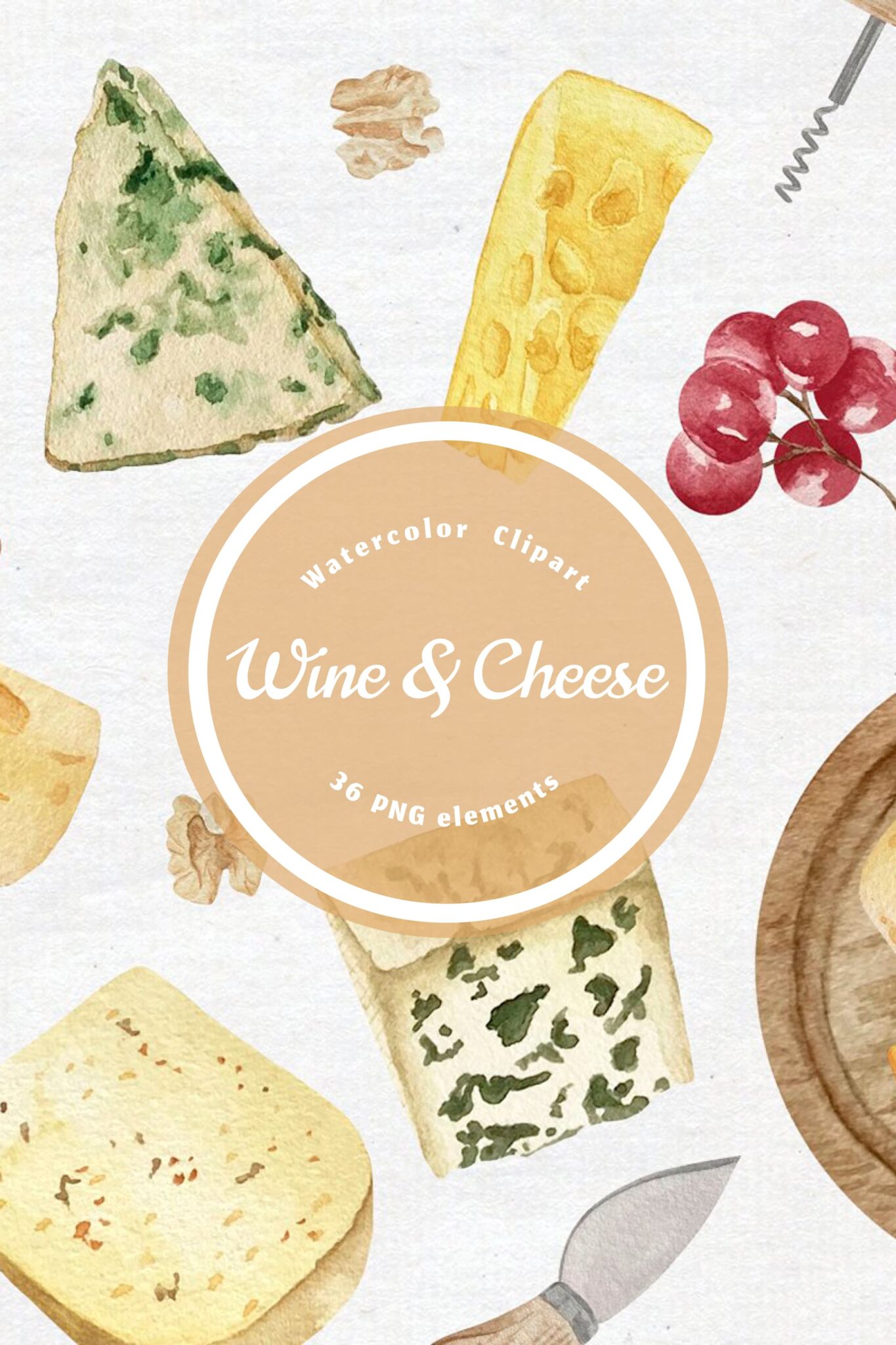 Watercolor Wine & Cheese Clipart – MasterBundles